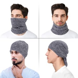 WTACTFUL Windproof Fleece Neck Warmer Thermal Snoods Scarf Ski Face Mask Thick Cover Bandana for Cold Weather Keep Warm Winter Outdoor Snowboard Skiing Cycling Hunting Men Women Gray & Black