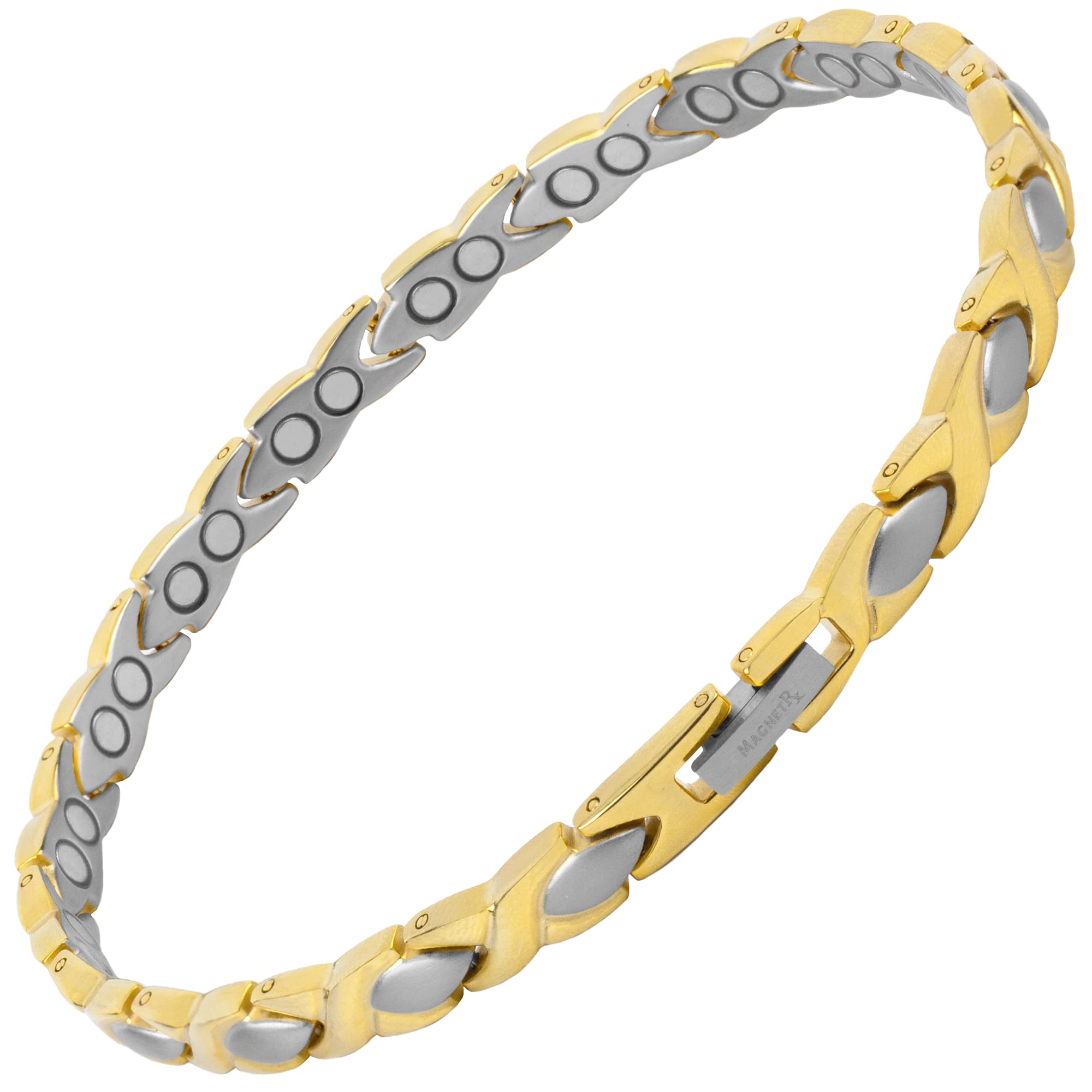 MagnetRX Titanium Magnetic Bracelet – Ultra Strength Magnets Anklet for Women (Silver & Gold)