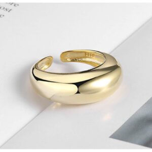 YBMYCM 3Pcs Dome Rings Set Chunky Gold Ring for Women Men 14k Gold Plated Thick Adjustable Statement Ring Gold/Silver