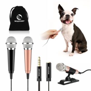 wootrip [2pcs] mini karaoke microphone, mini voice recording microphone portable karaoke mic for singing, recording, voice recording(black/gold)