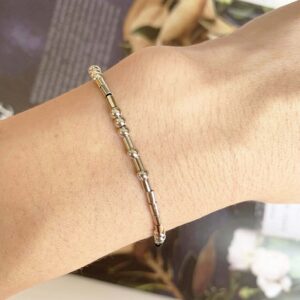 Binami Morse Code Bracelets Adjustable Sterling Silver Beads on Silk Cord Inspirational Jewelry Bracelet Gift for Women