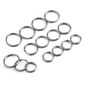 fegve titanium key rings split rings, small keyrings, jump rings for necklaces, keys, jewelry attachment - 15pcs mix 10/12/14mm (silver)