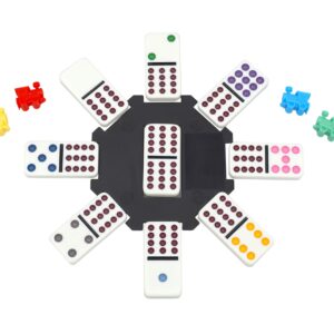 Regal Games â€“ Double 12 Dominoes â€“ Colored Dots Set â€“ Mexican Train Edition Set with, 91 Tiles, 4 Trains, Hub, & Collector's Tin - 2-8 Players Ages 8+ for Kids & Adults