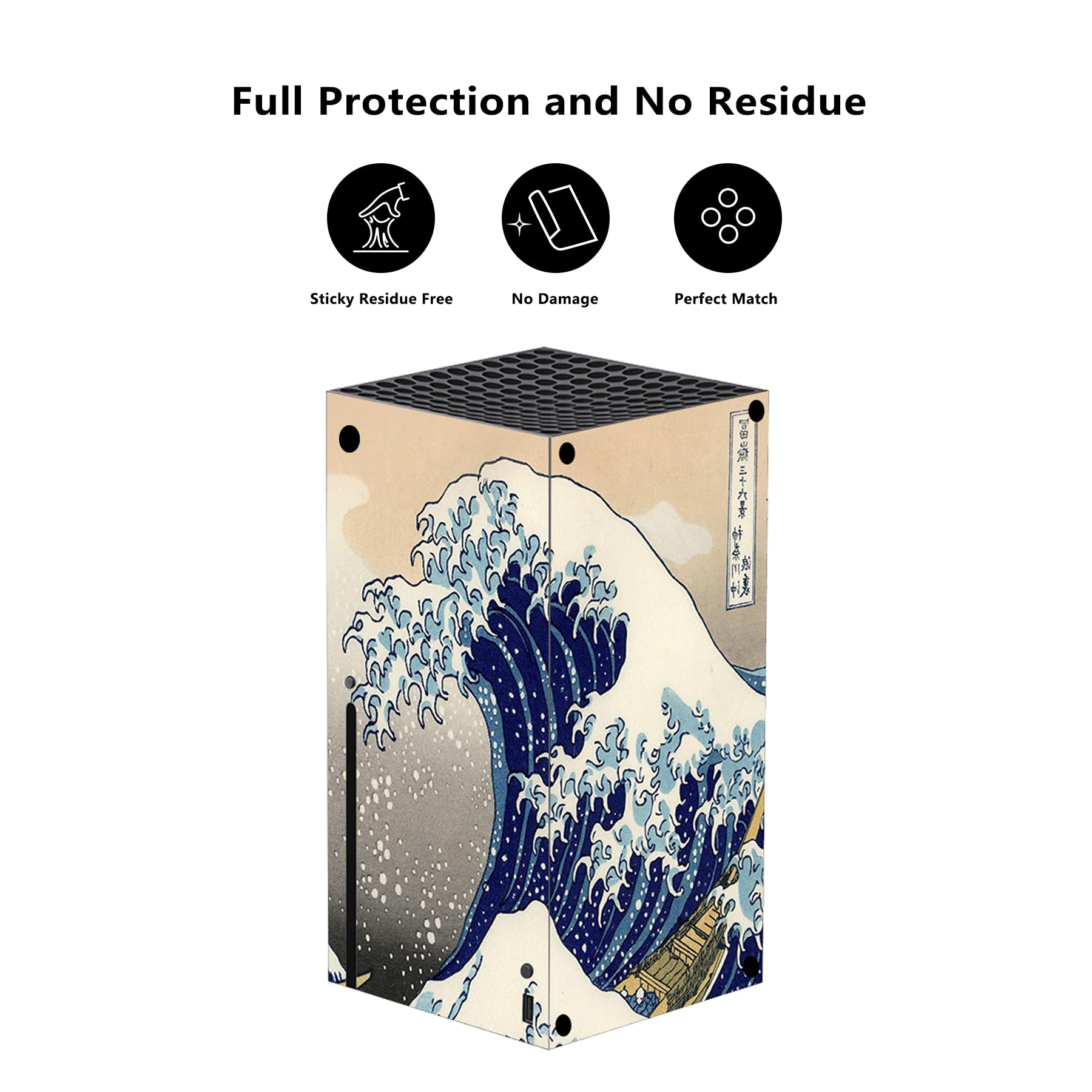 PlayVital The Great Wave Custom Vinyl Skins for Xbox Core Wireless Controller, Wrap Decal Cover Stickers for Xbox Series X Console Controller