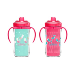 dr. brown's milestones hard spout insulated sippy cup with handles, pink, 10 oz, 2 pack, 12m+