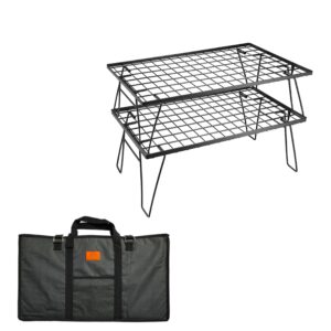 camping moon 2pcs outdoor folding multipurpose storage rack with carrying bag, steel plating black t-230-2t