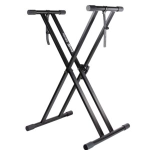 Alesis Recital Pro | Digital Piano/Keyboard & RockJam Xfinity Heavy-Duty, Double-X, Pre-Assembled, Infinitely Adjustable Piano Keyboard Stand with Locking Straps