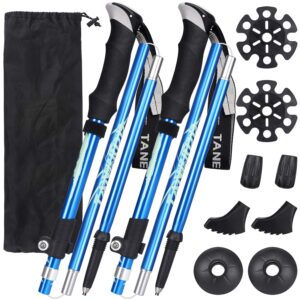 esup trekking poles for hiking collapsible aluminum alloy 7075 hiking poles 2pc pack adjustable quick lock for camping, hiking, outdoor(blue)