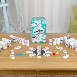 Regal Games â€“ Double 12 Dominoes â€“ Colored Dots Set â€“ Mexican Train Edition Set with, 91 Tiles, 4 Trains, Hub, & Collector's Tin - 2-8 Players Ages 8+ for Kids & Adults