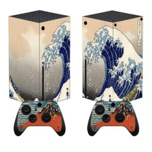 playvital the great wave custom vinyl skins for xbox core wireless controller, wrap decal cover stickers for xbox series x console controller