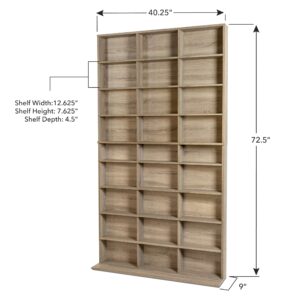 Atlantic Elite Media Storage Cabinet New/Improved Large 837CD/528DVD/624BR Weathered Oak PN38408141