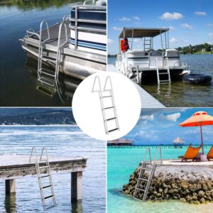 VEVOR Removable Dock Ladder 4 Step, Pontoon Boat Ladder with Mounting Hardware,Aluminum Swim Ladder with Nonslip Design, Each Step 16" x 4", 350Lbs Load, for Lake, Marine Boarding, Pool