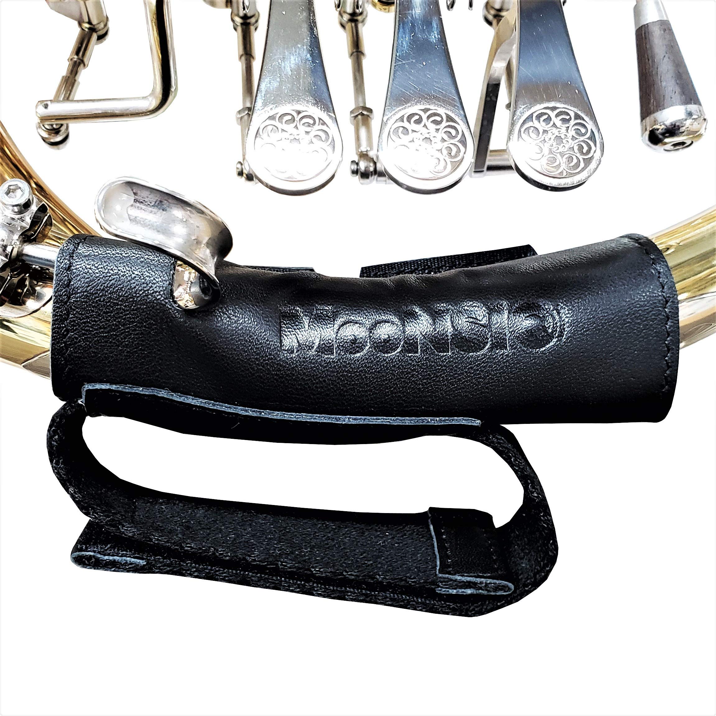 MooNSIC French Horn Hand Guard with Strap Genuine Leather (Black)