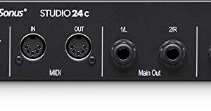 PreSonus Studio 24c 2x2 USB Type-C Audio/MIDI Interface with CR3-X Creative Reference Multimedia Monitors and 1/4” Instrument Cable and Microphone Isolation Shield