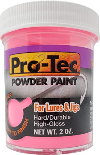 Welch Products 5 x 2oz Pro-Tec Jigs and Lures Powder Paints, Jig Head Fishing Paint, Fishing Lure Paint - High Gloss Powder Coating Paint - Hot Pink, Green & Yellow Chartreuse, Black, Blaze Orange