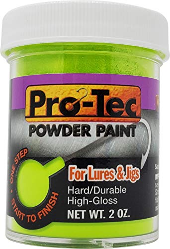 Welch Products 5 x 2oz Pro-Tec Jigs and Lures Powder Paints, Jig Head Fishing Paint, Fishing Lure Paint - High Gloss Powder Coating Paint - Hot Pink, Green & Yellow Chartreuse, Black, Blaze Orange