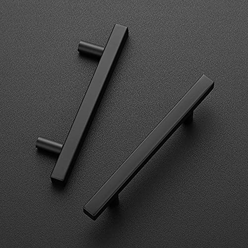 Ravinte 30 Pack 6'' Square Cabinet Pulls Matte Black Stainless Steel Kitchen Drawer Pulls Cabinet Handles 6”Length, 3-3/4” Hole Center