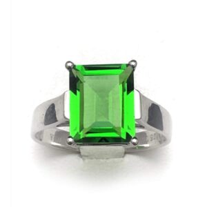 r0737 classic mt st helens helenite rectangle sterling silver ring (green, 7)