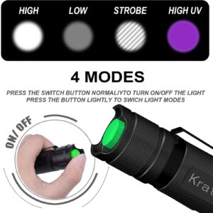 Kratax Tactical LED Flashlights-UV Black Light&Pocket Knife-Tactical Knife-Super Bright 750 High Lumens-Good for Camping,Hiking, Mens Gift