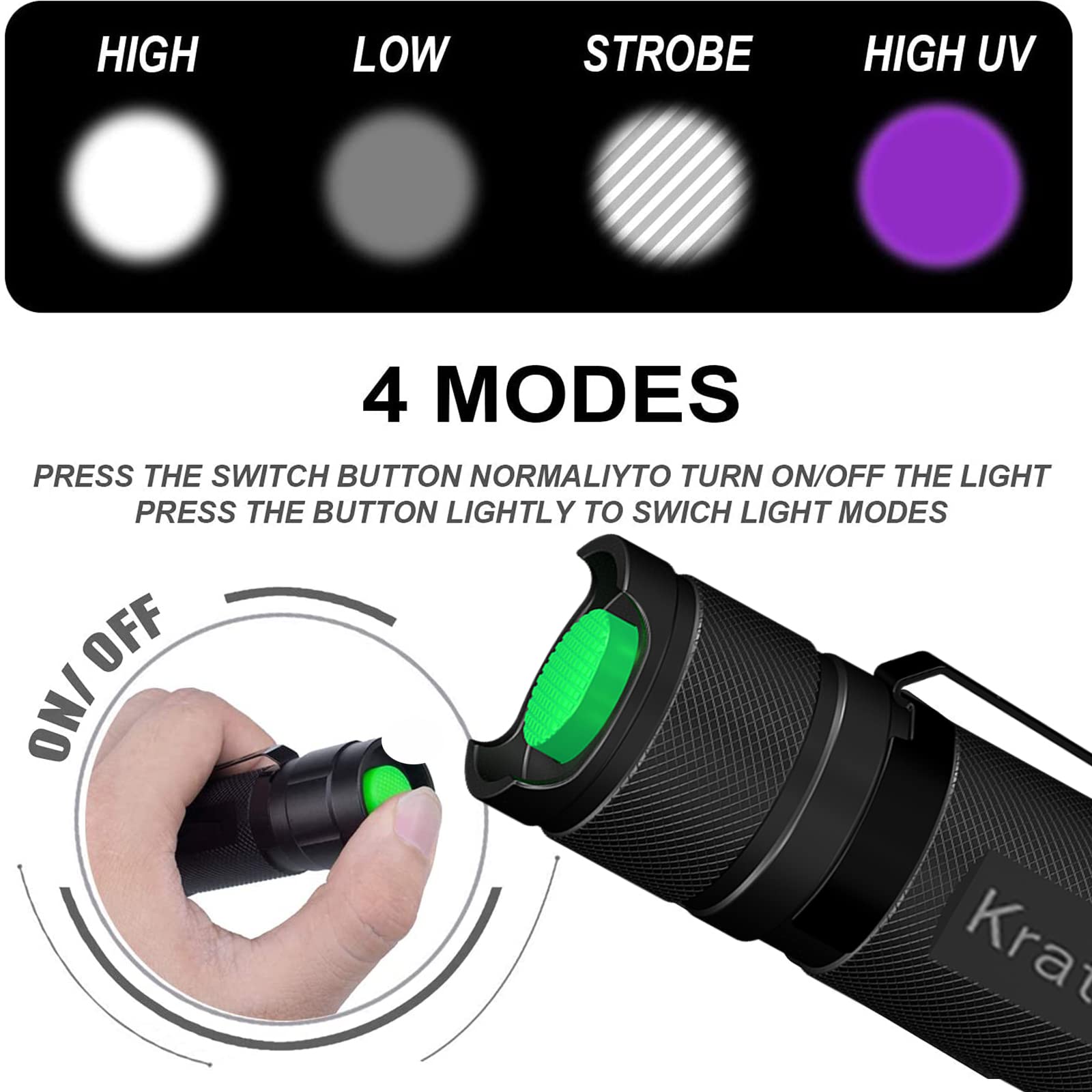 Kratax Tactical LED Flashlights-UV Black Light&Pocket Knife-Tactical Knife-Super Bright 750 High Lumens-Good for Camping,Hiking, Mens Gift