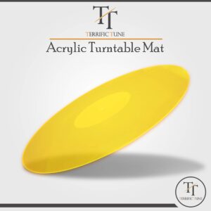 Terrific Tune-Acrylic Turntable Slipmat for Vinyl LP Record Players - Transparent Platter Mat - Anti-static and Dust Proof - Reduce Noise & Improve Sound Quality (Yellow)