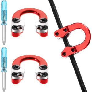 2 sets archery d loop compound bow metal u nock d ring buckle release nocking loop with screwdrivers for hunting installation accessories (red)