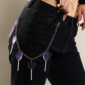 Punk Cute Body Pin Gummy Bear Mushroom Lollipop Dice Colorful Funny Belt Waist Chain Gothic Street Goth Harajuku Trousers Multi Layer Hiphop Hook Trousers Keychain Jewelry-Lollipop