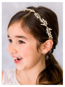 sweetv flower girl headpiece for wedding headband princess hair accessories little girls toddler kids crystal hair bands for birthday party photography