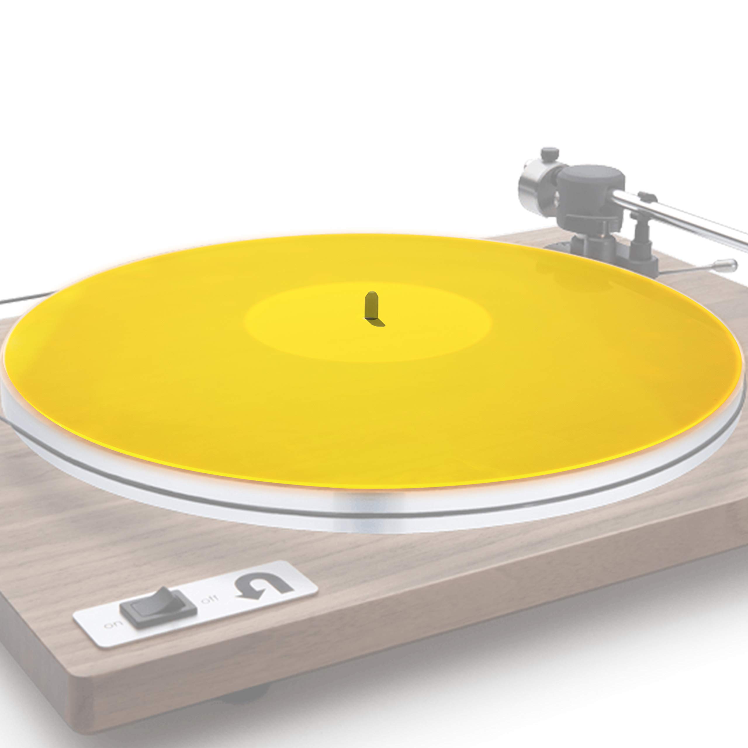 Terrific Tune-Acrylic Turntable Slipmat for Vinyl LP Record Players - Transparent Platter Mat - Anti-static and Dust Proof - Reduce Noise & Improve Sound Quality (Yellow)