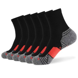 wander men's athletic ankle socks 6 pairs sports running socks cushion quarter cycling socks 6-9/10-12/12-14