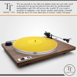 Terrific Tune-Acrylic Turntable Slipmat for Vinyl LP Record Players - Transparent Platter Mat - Anti-static and Dust Proof - Reduce Noise & Improve Sound Quality (Yellow)