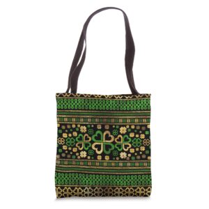 irish shamrock four-leaf clover tote bag