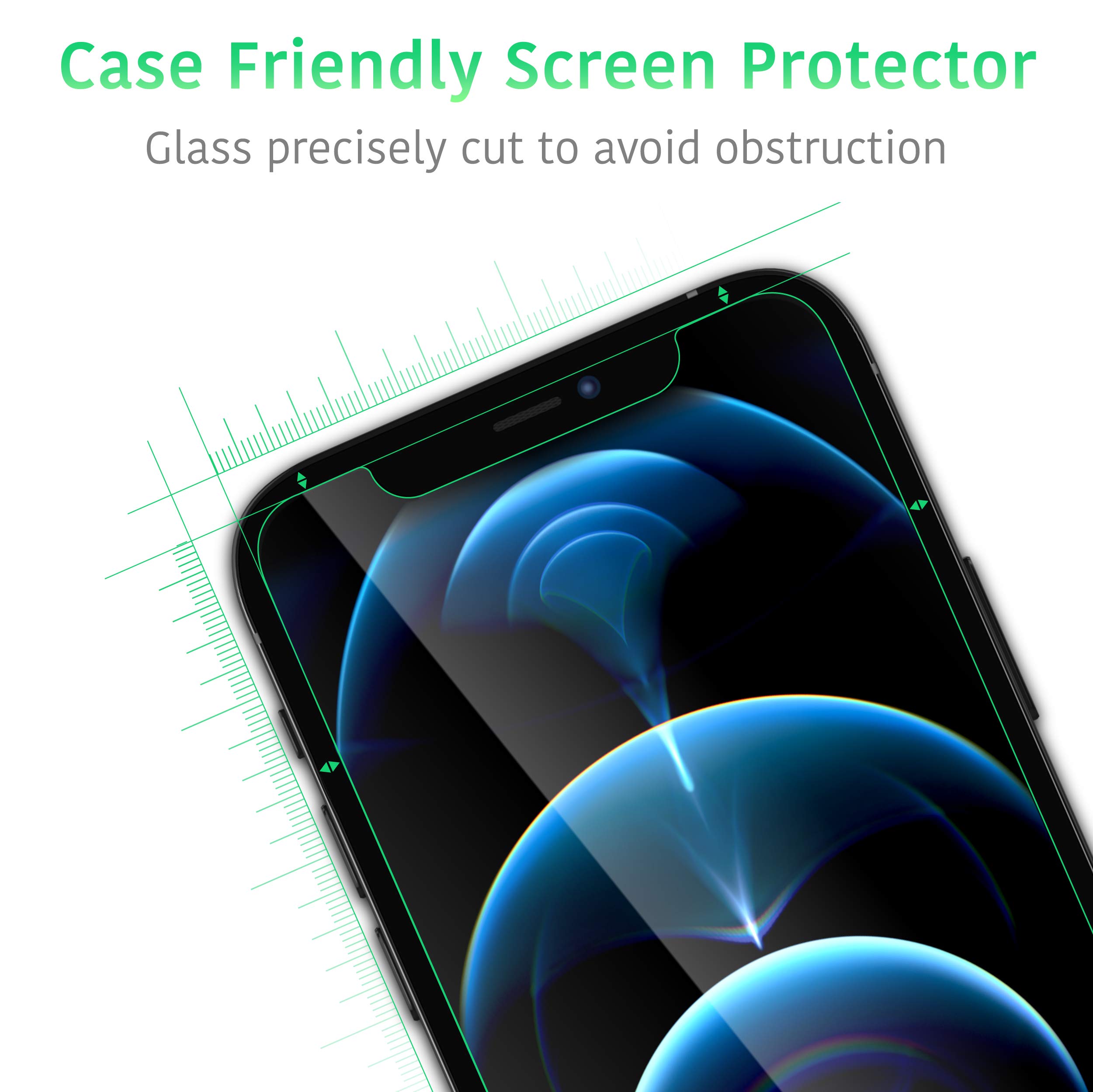 TALK WORKS Premium Tempered Glass Screen Protector for iPhone 12/12 Pro, IPhone 13/13 Pro, IPhone 14 - Includes Installation Tray, Anti-Glare, Crack Proof, Ultra Thin (Pack of 3)