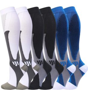 double couple 6 pairs compression socks for men women 20-30mmhg knee high support for sports circulation