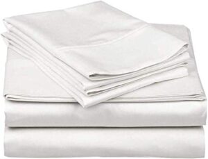 rajlinenllc white sheets queen set - cotton sheet queen size sheets set hotel luxury bed sheets breathable & cooling sheets fit mattress upto 16 inch sheets for beds 400 thread count white solid