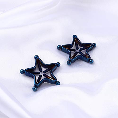 YOOJIA 1 Pair Adults Non-Piercings Nipple Shield Adjustable Body Piercing Geometric Stars Nipple Clamp Ring Body Jewelry #1 Blue One Size