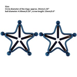 YOOJIA 1 Pair Adults Non-Piercings Nipple Shield Adjustable Body Piercing Geometric Stars Nipple Clamp Ring Body Jewelry #1 Blue One Size