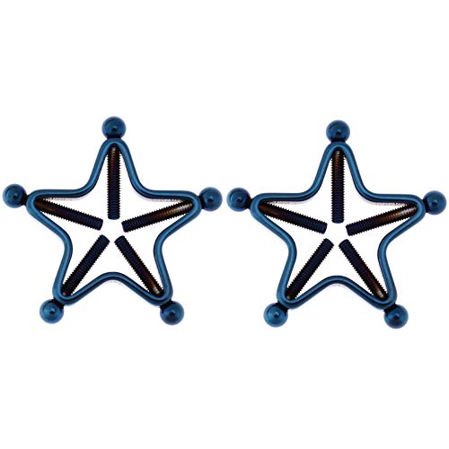 YOOJIA 1 Pair Adults Non-Piercings Nipple Shield Adjustable Body Piercing Geometric Stars Nipple Clamp Ring Body Jewelry #1 Blue One Size