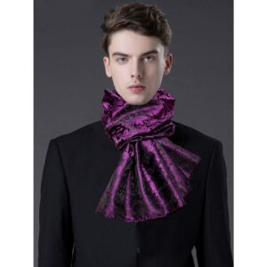 YOHOWA Men/Women Lightweight Scarf Floral Purple Black Silk Feeling Soft Scarves Neckerchief Wraps Fashion Gift