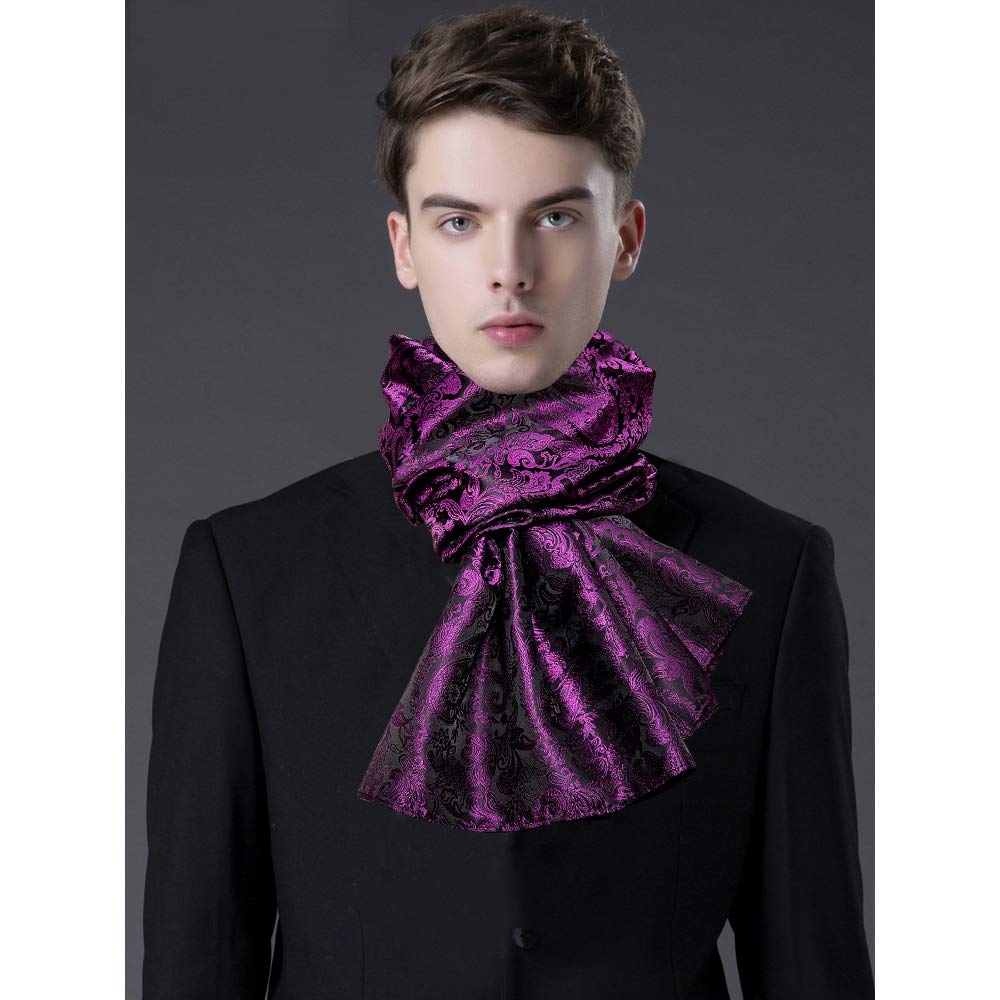 YOHOWA Men/Women Lightweight Scarf Floral Purple Black Silk Feeling Soft Scarves Neckerchief Wraps Fashion Gift