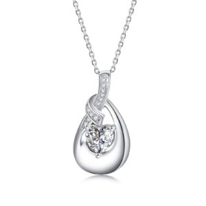 beilin 925 sterling silver urn pendant necklaces for ashes cubic zirconia teardrop keepsake cremation jewelry women memorial gifts for a loss of loved one (clear)