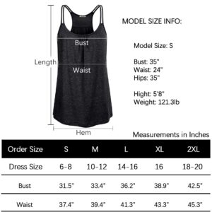 Hibelle Women's Summer Workout Tank Top, Built-in Bra Yoga Racerback, Loose Fit Gym Activewear XXL Green