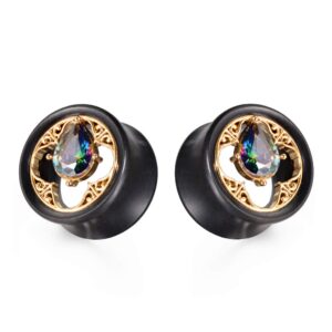 tbosen 2pcs ebony wood ear tunnel plug flesh tunnels stretching piercings expanders ear gauges0g-1 in 8mm-25mm