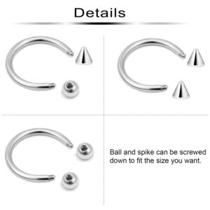 Ftovosyo 24Pcs Septum Jewelry 16g Surgical Steel Cartilage Earring Horseshoe Helix Tragus Daith Hoop Nose Lip Rings Piercing Jewelry for Women Men Dia. 6mm 8mm 10mm 12mm Rose Gold