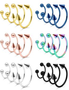 ftovosyo 24pcs septum jewelry 16g surgical steel cartilage earring horseshoe helix tragus daith hoop nose lip rings piercing jewelry for women men dia. 6mm 8mm 10mm 12mm rose gold