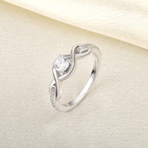 JO WISDOM Infinity Knot Promise Rings for Her Sterling Silver Cubic Zirconia Wedding Engagement Rings size 6