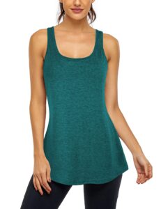 cestyle women's loose racerback tank top with built-in bra for tennis, golf, workout - green, xl