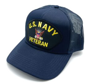 infinite hats us navy veteran patch mesh adjustable baseball cap (navy)