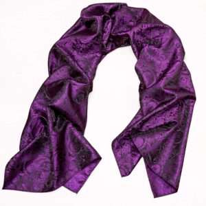 YOHOWA Men/Women Lightweight Scarf Floral Purple Black Silk Feeling Soft Scarves Neckerchief Wraps Fashion Gift