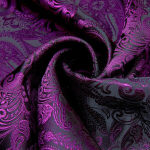 YOHOWA Men/Women Lightweight Scarf Floral Purple Black Silk Feeling Soft Scarves Neckerchief Wraps Fashion Gift